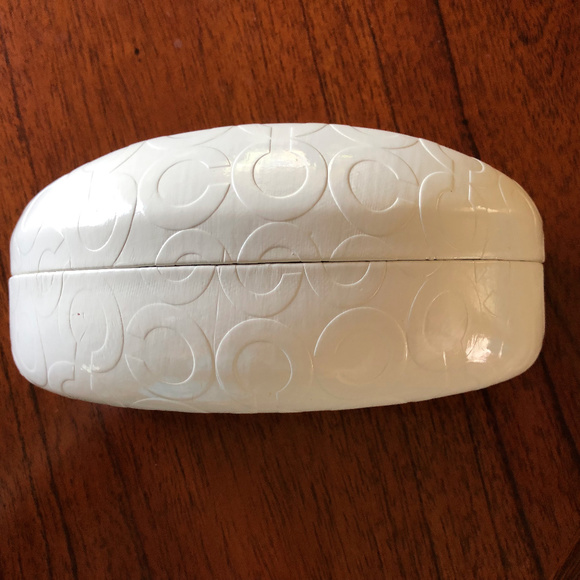 Coach | Accessories | Coach Off White Leather Clam Shell Eyeglass Case ...